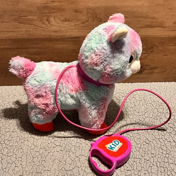 Toys | Kid Connection Plush Walking Pet Llama Pink And Blue With ...